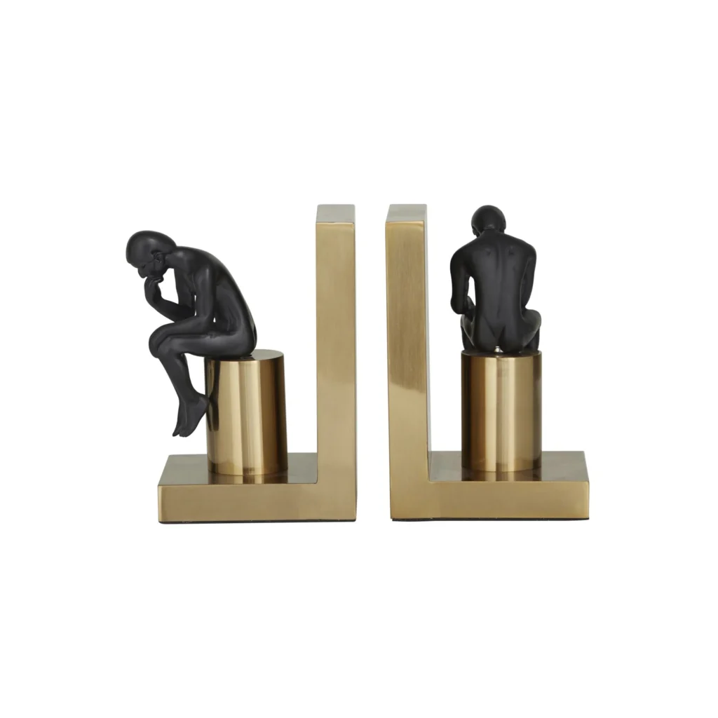 Gold Metal People The Thinker Bookends (31981) - United Furniture