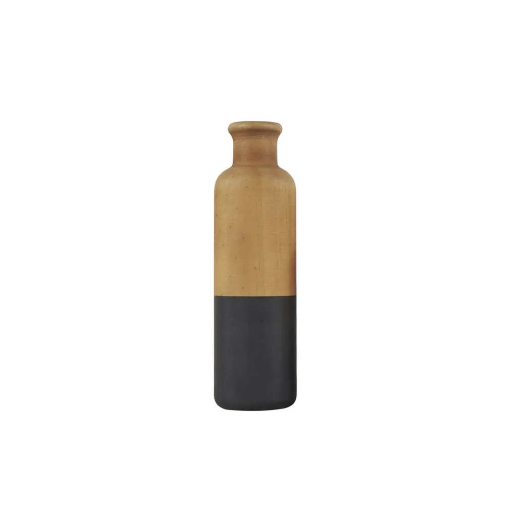 Brown Wood Vase with Black Bases 10" (36212) - United Furniture